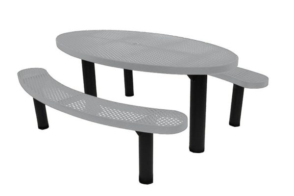 Oval Picnic Table | In-ground Mount | Plastisol Coated Metal | USA Made