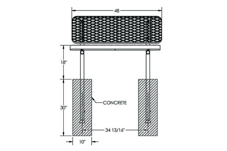 4' In-Ground Bench With Backrest | No Sagging | USA Made
