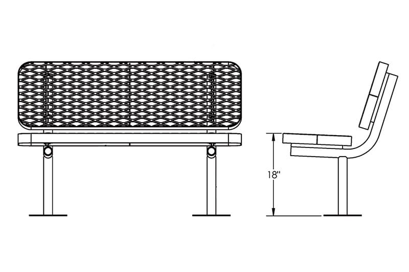 4' Surface Mount Park Bench | 20 Year Warranty | Power Hose Safe