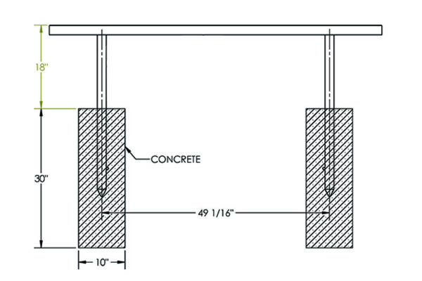 6 ft In-Ground Bench | Made in the USA | Commercial Grade Coated Metal