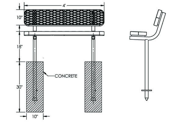 4' In-Ground Bench | Commercial Grade | 20 Year Warranty