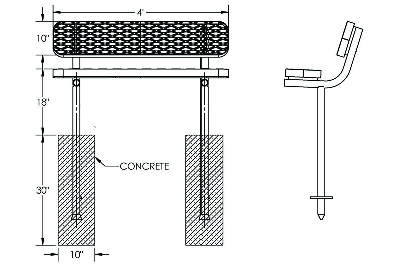 4' In-Ground Bench | Commercial Grade | 20 Year Warranty