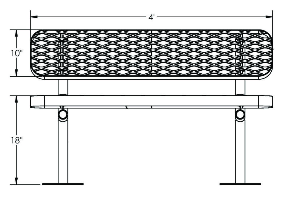 4' Commercial Park Bench With Backrest | Heavy Duty
