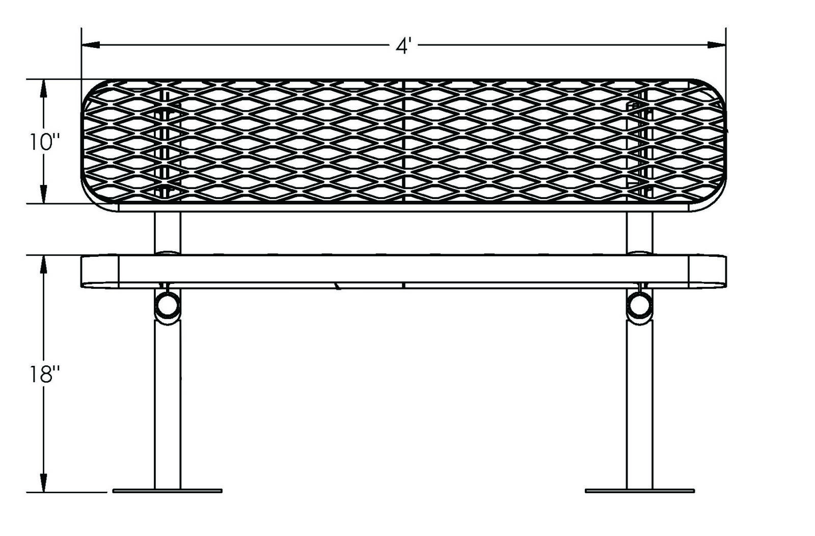 4' Commercial Park Bench With Backrest | Heavy Duty