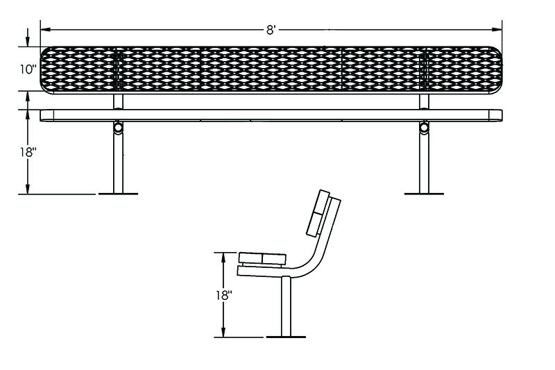 8' Custom Lettered Bench | Use up to 26 Characters | 20 Year Warranty