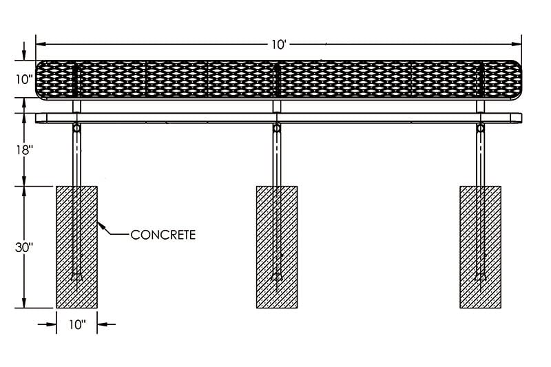10′ Bench With Backrest | Commercial Grade | 20 Year Warranty