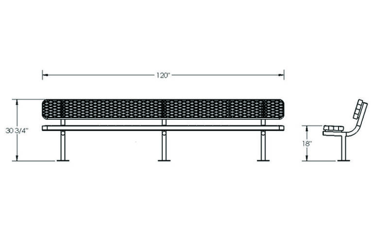 10' Commercial Park Bench With Backrest | 100% Plastisol Coated