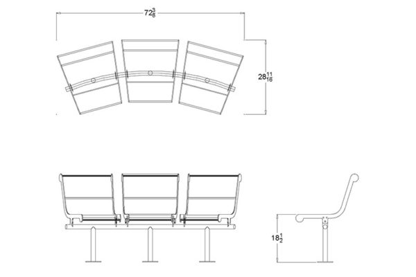 45° Contoured Park Bench | 3 Seats | Premier Polysteel
