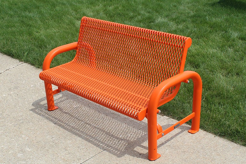 4' Expanded Metal Contoured Park Bench | Made in USA | Plastisol Coated