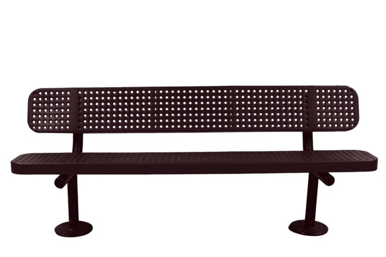 6' Perforated Steel Park Bench | 100% Plastisol Coated | Made in USA
